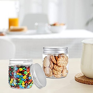 Fasmov 25 Pack 8 Ounce Clear Plastic Jars Containers with Screw On Lids, Round Empty Plastic Slime Storage Containers for Kitchen & Household Storage - BPA Free