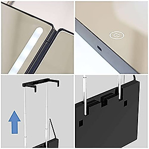 SZHSTC 3 Way Mirror for Hair Cutting with Lights, 360 Trifold Mirror for Self Haircuts for Men Barber Use Hair Cutting Tools to See Back of Head with Adjustable Portable Hooks