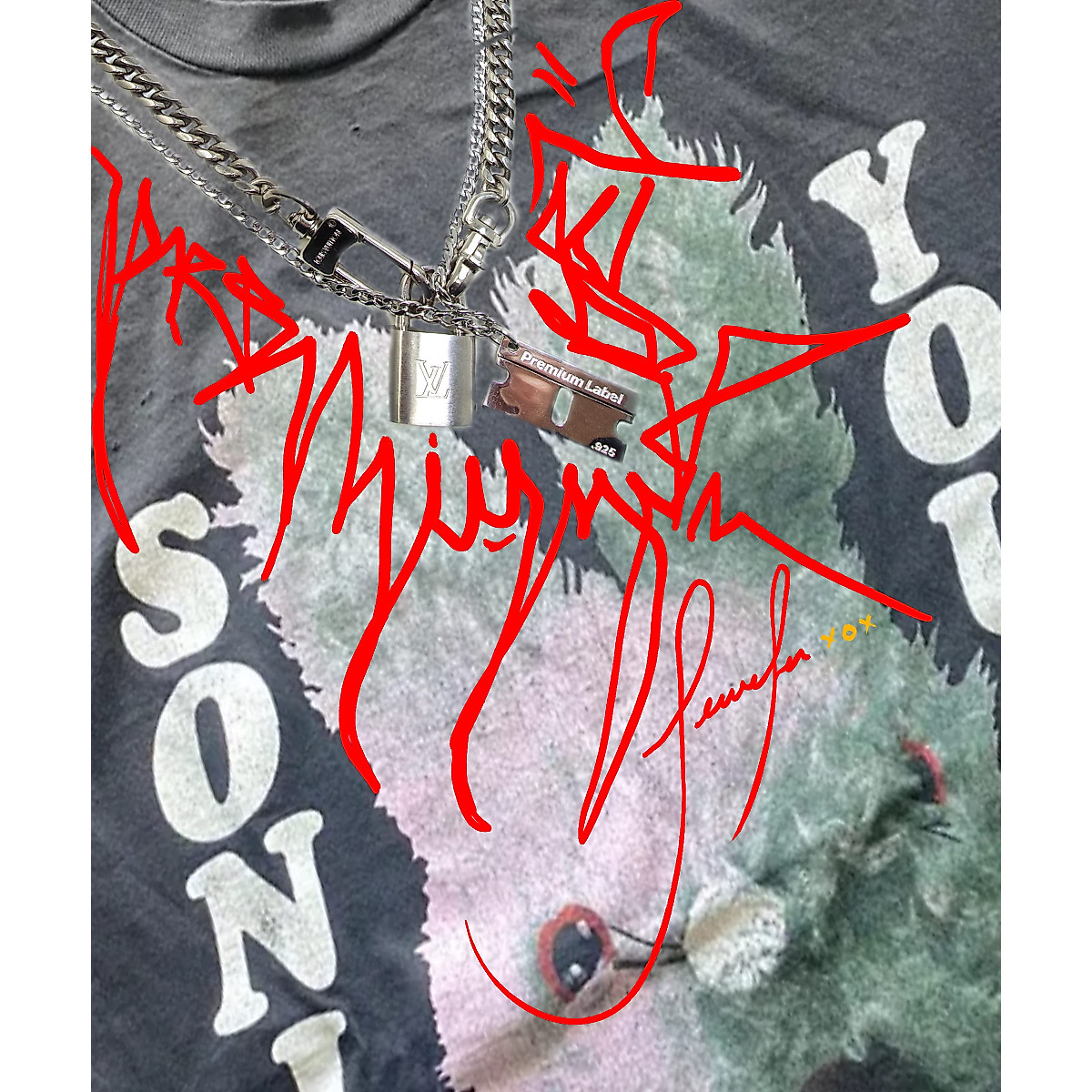 Premium Label - Bad Habits - Luxury Razor Blade Silver Charm .925 Plata Punk, Gothic, Streetwear, Dog Tag, Curb Grunge Chain - Made in JAPAN