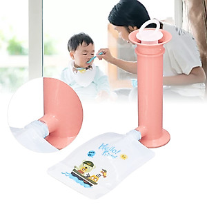 7pcs Set Baby Food Pouch Maker Reusable Pure Color Pouches Toddler Fruit Squeeze Puree Filler for Kids Pink