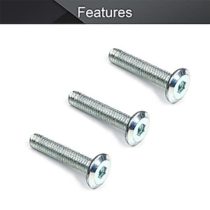 MroMax 40Pcs M6 x 30mm Flat Head Hex Socket Cap Screws Bolts, Blue Zinc Plated Carbon Steel Full Thread Furniture Screws for Assemble Cabinets, Baby Beds, Tables and Chairs