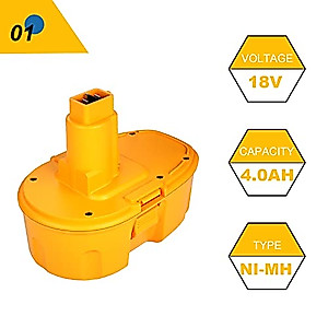 2 Pack Upgraded 4.0Ah DC9096 DC9098 Ni-Mh Replacement for Dewalt 18V Battery Compatible with Dewalt 18 Volt DC9099 DW9095 DW9096 DW9098 DE9038 DE9091 High Capacity 18 Volt Cordless Power Tools