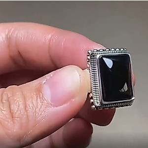 Lucifer Morningstar Ring 925 Sterling Silver, Black Onyx Turkish Ring for men and women (9)