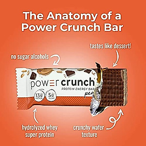 Power Crunch Whey Protein Wafer Bars, High Protein Snacks with Delicious Taste, Peanut Butter Fudge, 1.4 Ounce (12 Count)