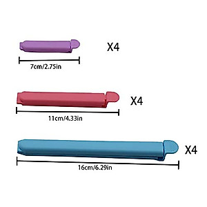 Tmflove 12 PCS Sealing Clips for Food and Snack Bag(2.75 in, 4.33 in, 6.29 in)