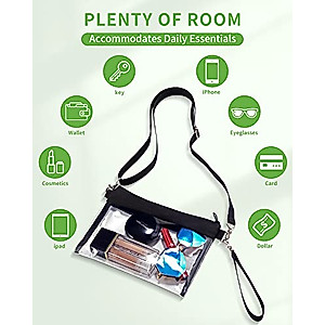 MAY TREE Clear Purse for Concert Stadium Festival Concert Clear Bag Stadium Approved for Women and Men, Black