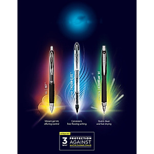 Uni-Ball Signo 207 Retractable Gel Ink Rollerball Pens, Bold Point 1.0mm, Pack of 6 (Black)