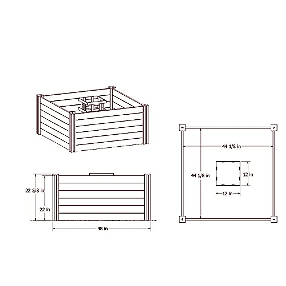 Vita Classic 4 Foot x 4 Foot x 22 inch Keyhole Garden Bed with Composting Basket, White, PVC, BPA and Pthalate Free, VT17101