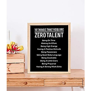 "10 Things That Require Zero Talent"- Motivational Wall Art- 8 x 10" Poster Print-Ready to Frame. Modern Decor for Home-Office-School-Gym & Locker Room. Teach Your Team & Players The Fundamentals!