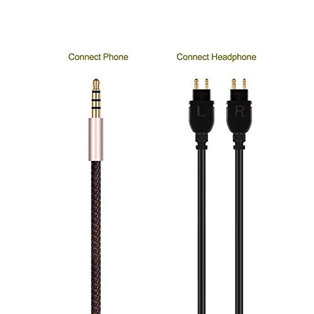 Audio Cable Replacement with in-Line Mic and Remote Volume Control - Compatible with Sennheiser HD525 HD545 HD565 HD580 HD600 HD650 Headphone and iPhone iPod ipad Apple Devices