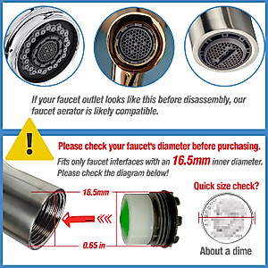6-Pack 16.5mm Faucet Aerators with 304 Stainless Steel Aerator Removal Tool – Easy Install & Smooth Water Flow