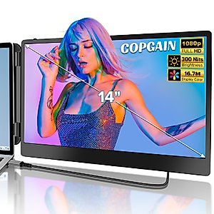 CopGain 2023 Upgraded S1 14” Portable Monitor for Laptop Screen Extender Monitor 1080P FHD IPS Dual Laptop Monitor Extender Plug and Play Type-C/HDMI for 13-17.3inch Laptop（Windows,Mac,Android, Dex）