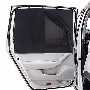 Car Window Shades, Magnetic Double Layer Car Sun Shade for Side Windows Privacy Full Covers/Half Shade Options Black Car Window Curtains for Baby Protection (1pcs)