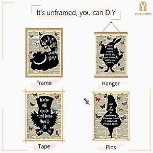 Alice in Wonderland Wall Art Decor - 11x14 Cheshire Cat Mad Hatter White Rabbit - Alice Inspirational Saying Quote Poster Print - Motivational Wall Art for Alice Fans - Affirmation Gift for Women Girl