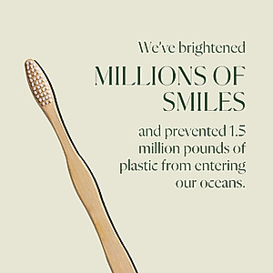 Plus Ultra 2-Pack Bamboo Toothbrush - BPA Free Soft Bristle - Dentist-Approved and All-Natural with Brush Smile Repeat and Hello Gorgeous Etched on Handles