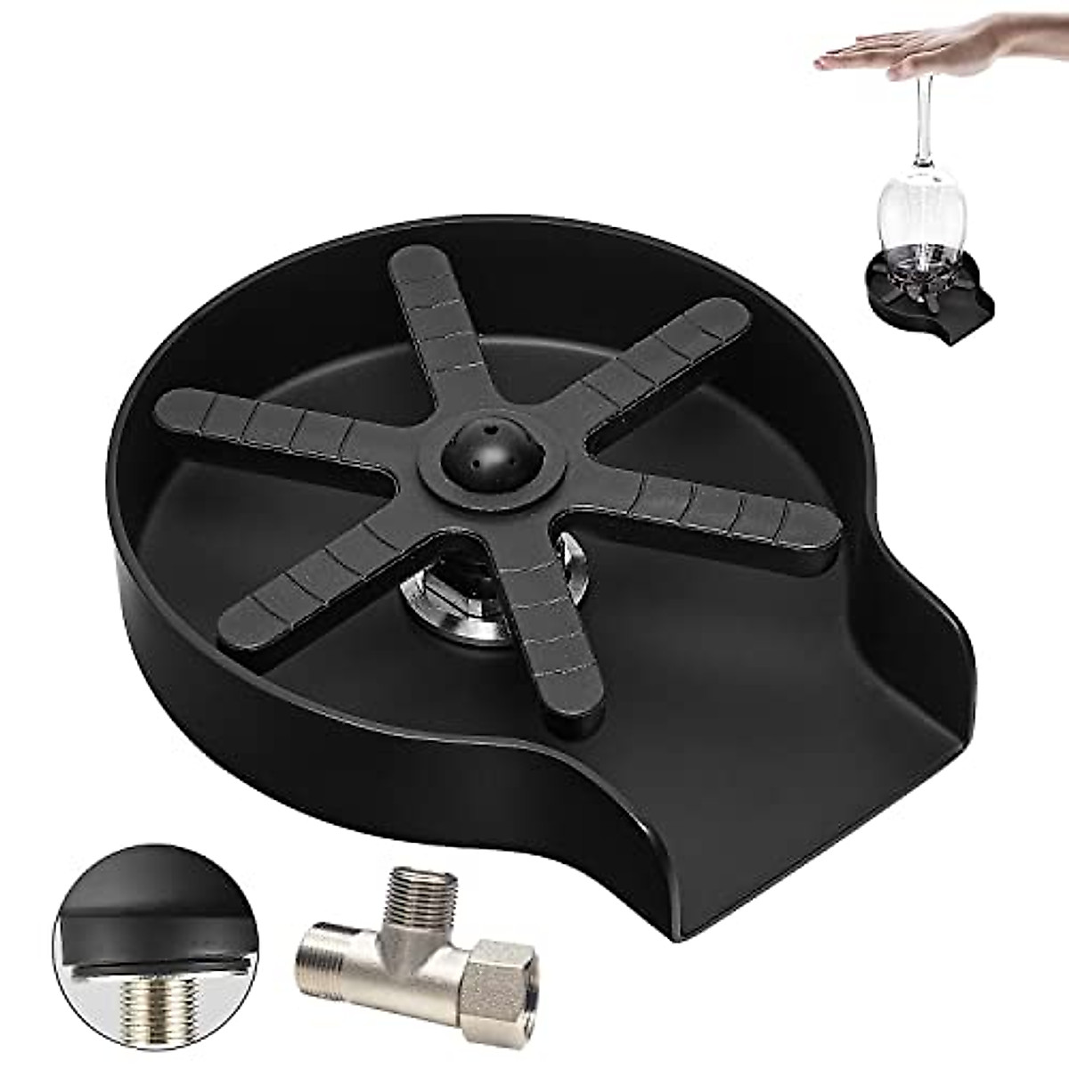 Havin Stainless Steel Wine Glass Rinser for Kitchen Sinks, Bar, Baby Bottles Cleaning, Bar Glass Sprayer, Kitchen Sink Accessories (Matte Black)