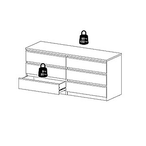 Tvilum 6 Drawer Double Dresser, Black Matte