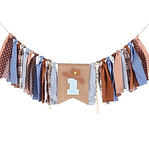 1st Birthday High Chair Banner - Cowboy Rodeo for Party Fabric Decor,Cake Smash Baby Shower,Backdrop Garland for photo props