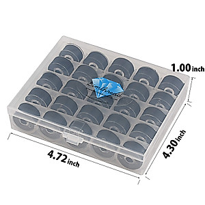 Simthread 25pcs Black Prewound Bobbin Thread Size A Class 15 (SA156) 60WT with Clear Storage Plastic Case Box 70D/2 for Brother Embroidery Thread Sewing Thread Machine DIY