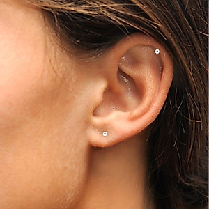 Gold Earrings for Women Men | 14K White Gold 2mm Polished Tiny Ball Bead Stud Earrings