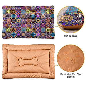 Coikll Mexican Talavera Pet Bed Pad Soft Dog Bed Mat with Anti-Slip Bottom, Machine Washable Crate Pad Mattress for Dog Sleeping- 36 * 24inches