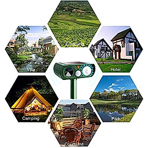 Solar Ultrasonic Animal Repeller, Outdoor Animal Repeller with Motion Sensor, Outdoor Squirrel Snake Raccoon Deer Mouse Repellent for Farm & Yard & Garden & Lawn (14.7inch-510)