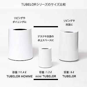 Ideaco TUBELOR Mini Designer Round Countertop Trash Can, Conceals Any Plastic Bag 0.3 Gal, Gloss Black