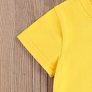 Toddler Baby Girls Boys Cartoons Cotton Basic T Shirts Tops Shorts Sleeve Tee Shirt Baby Summer Clothes (A Solid Yellow, 4-5T)