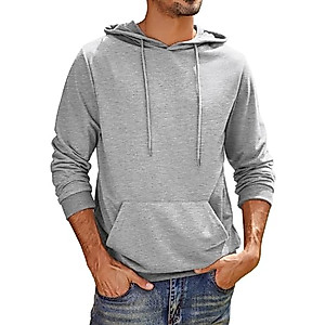 COOFANDY Men's Hoodie Sweatshirts Sport Athletic Jersey Gym Outdoor Pullovers Light Grey