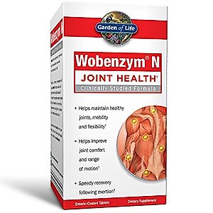 Garden of Life Joint Supplement for Men and Women - Wobenzym N Systemic Enzymes, Clinically Studied Formula for Healthy Joints, Mobility, Flexibility, Post-Exercise Recovery, Gluten Free, 800 Tablets