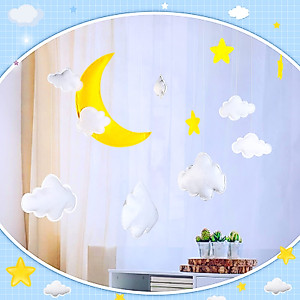 16 Pcs 3D Cloud Hanging for Ceiling Decorations Star Moon Decorations Felt Fake Cloud Party Ornaments Star Moon Props for Nursery Children Room Baby Room Art Wedding