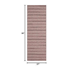 SAFAVIEH Montauk Collection Runner Rug - 2'3" x 8', Ivory & Red, Handmade Flat Weave Boho Farmhouse Cotton, Ideal for High Traffic Areas in Living Room, Bedroom (MTK341C)