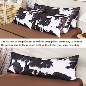 SUCSES Cow Print Comforter Set Queen Size, 8Pcs Cow Fur Print Bed in A Bed, Western Highland Cowhide Bedding Sets with Comforter and Sheets, Super Soft Farmhouse Style Bed Quilt Set for Teens Boys