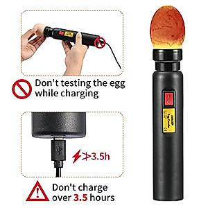COOLTOP Rechargeable Egg Candler for Monitoring Eggs Development, Bright Cool LED Light Egg Tester for Chicken Ducks Birds Goose Incubating