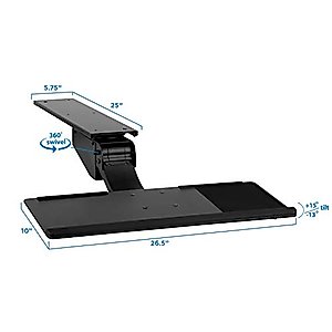 Mount-It! Sit Stand Keyboard Tray, Height Adjustable Under Desk Keyboard and Mouse Drawer, Full Motion Standing Design with 13.4 Inches of Vertical Adjustment, 26.5 in Wide Platform