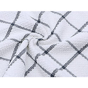 PPAXL Cotton Grid Dish Cloths, Terry Cleaning Rags, 12 x 12 Inches, Light and Soft, Quick Drying Dish Rags, 8pc/Set (Grey)