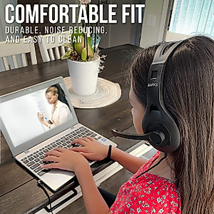 Barks Classroom Headphones With Microphone (10 Pack) - On-Ear Bulk Headphones With Microphone: Best for Students K-12 Schools (Rotating Boom Mic, Good Recording Quality, Durable Design, Easy-to-Clean)