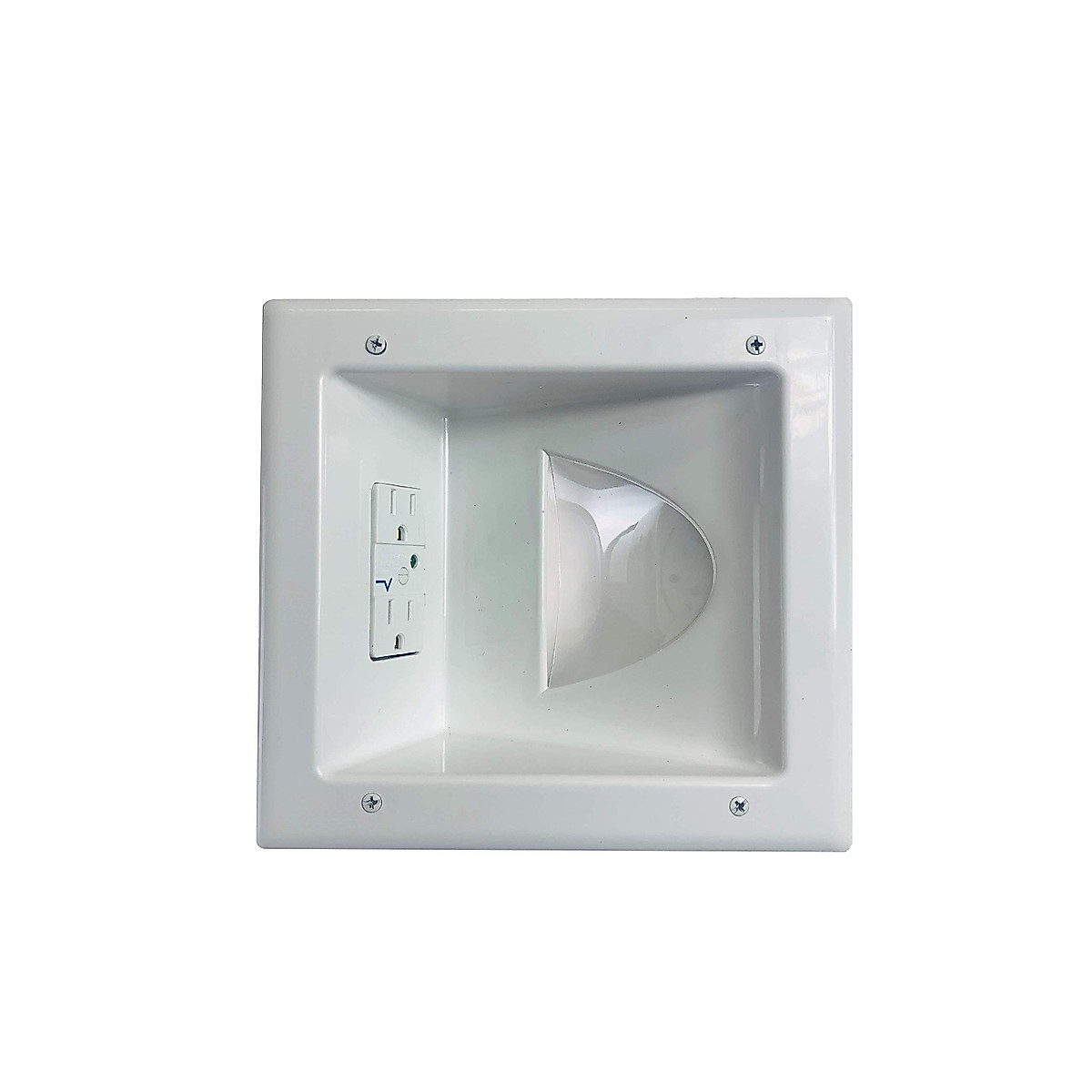 DATA COMM Electronics Media Plate with Duplex Surge Suppressor, White, 0 US