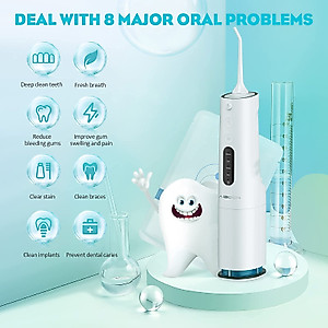 Water Flosser for Teeth, 360ML Portable Dental Oral Irrigator for Teeth with 4 Modes, 4 Multifunction Jet Tips, IPX7 Waterproof, Suitable for Taking Care of Your Oral Hygiene at Home and Traveling