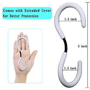 echinff 10 Pack S Hooks for Hanging,Heavy Duty S Shaped Hooks with 2 Extra Protective Covers,Bathroom Hook,Kitchen Hooks,Closet S Hooks for Purse,Jeans,Plants,Pots,Pans,Cups,Towels and Bags