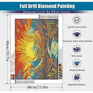 AIBOERL 5D Diamond Painting Kits for Adults, Sunrise DIY Diamond Art Forest Mountain River Round Full Drill Crystal Rhinestone Embroidery Pictures Crafts for Home Wall Decor (15.8 * 11.8 inch)