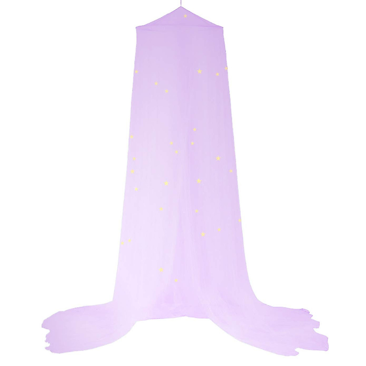 BCBYou Bed Canopy Mosquito Net with Fluorescent Stars Glow in Dark for Baby, Kids, and Adults, for Cover The Baby Crib, Kid Bed, Girls Bed Or Full Size Bed (Purple)