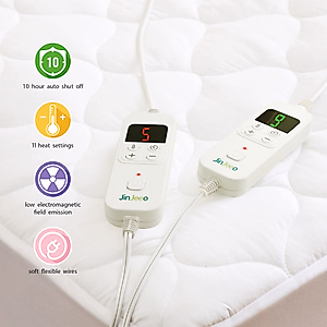 Heated Mattress Pad King Size Electric Mattress Pads Electric Bed Warmer Fit up to 21" with 11 Heat Settings Dual Controller 9 Hours Auto Shut Off