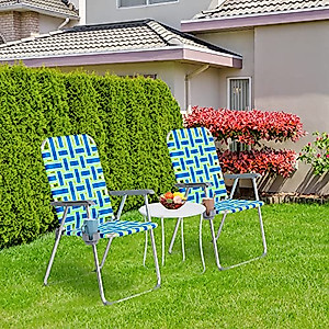 VINGLI Aluminum Patio Lawn Chairs Folding 1 Pack with Detachable Cup Holder, Webbed Beach Chair Folding Chair Outdoor Portable Camping Chair for Yard, Garden