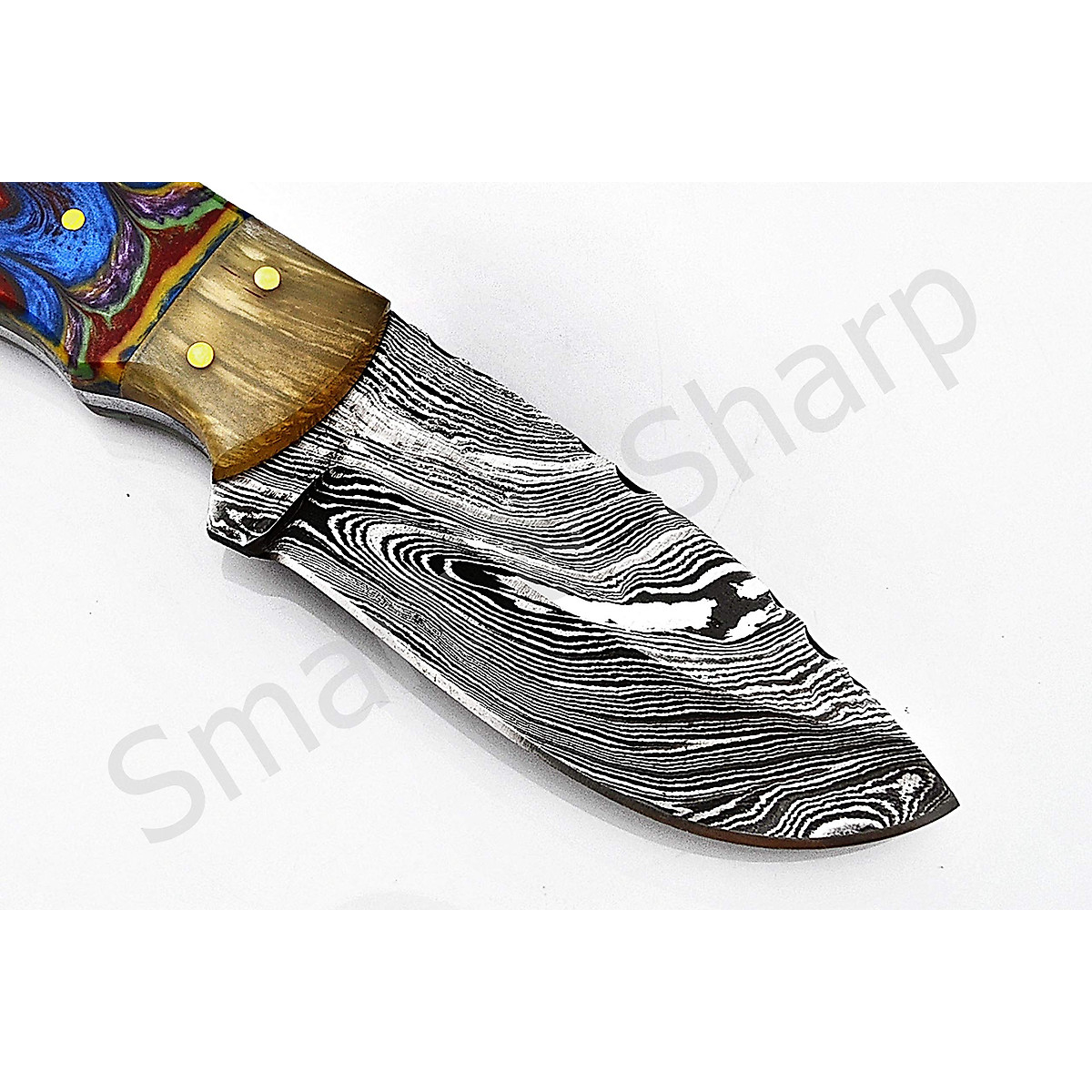 Smart & Sharp Custom Handmade Damascus Steel Hunting Knife/Skinning Knife AA-17216, 17217, 17218, 17219, 17220 and 17221 (Multi Color Resin)