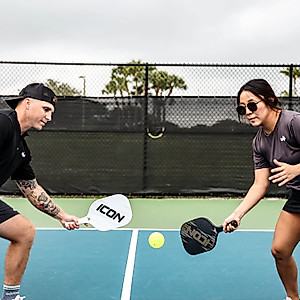 Diadem Icon v2 Pickleball Paddle | USAPA Approved | Carbon Fiber High Performance Paddle | Power, Control, Spin Friendly (Black, XL - Extended Length)