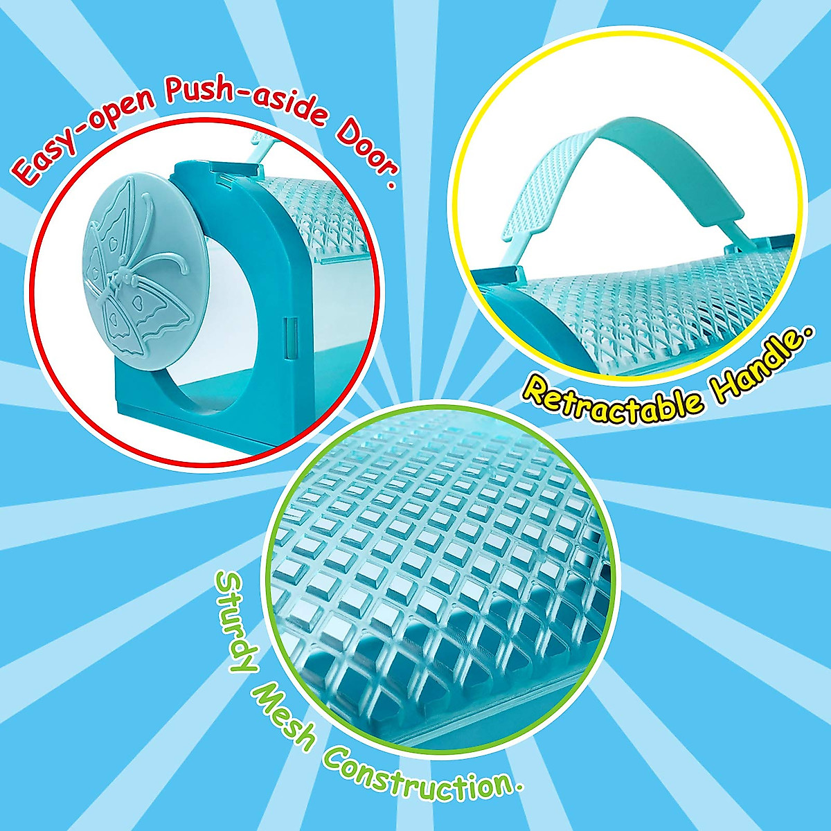 ESSENSON Bug Catcher Kit, Outdoor Toy Gift for 3 4 5 6 7 8+ Year Old Boys Girls Kids, 2 Pcs Bug Cage Butterfly, Outdoor Explorer Kit with Whistles for Backyard Exploration