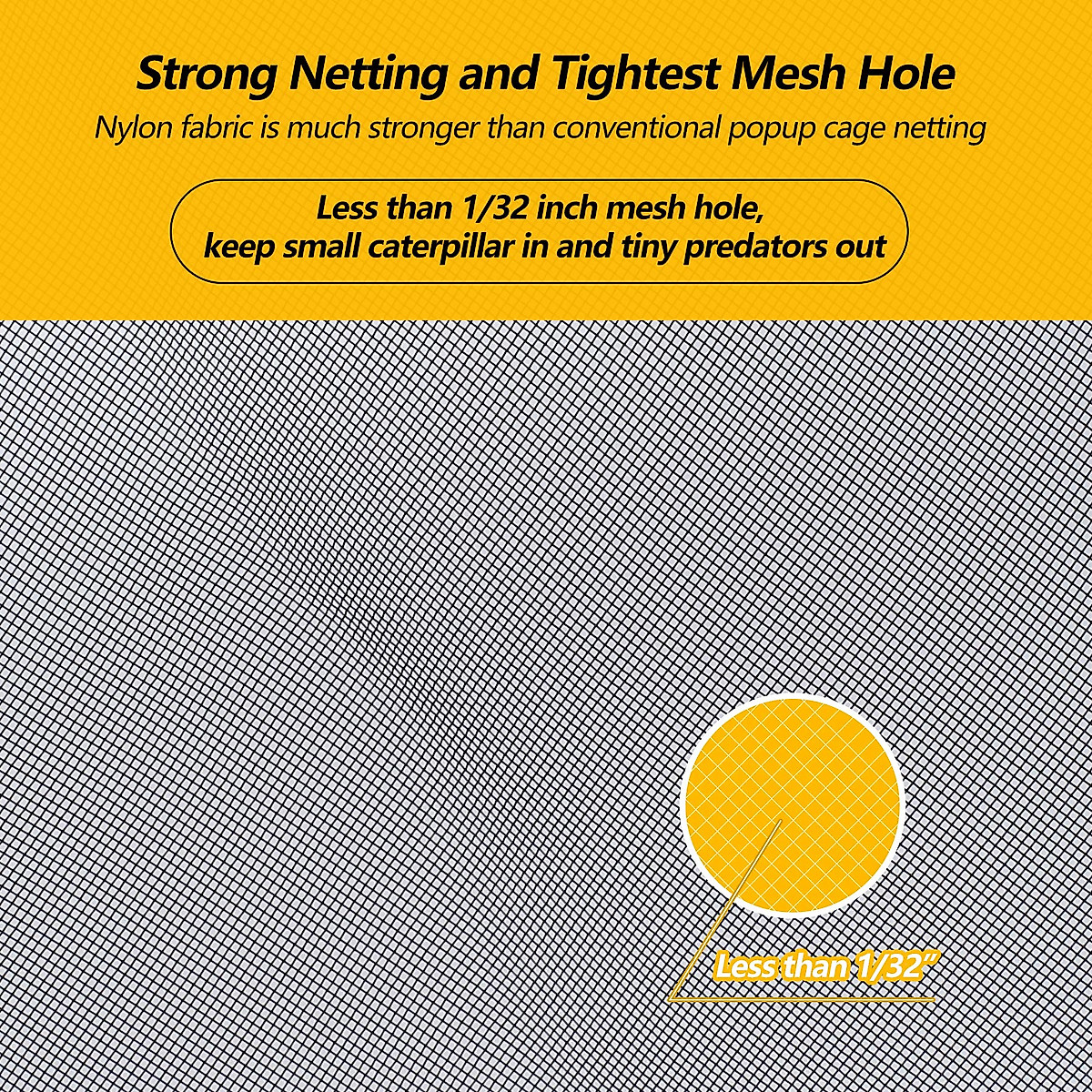 30" Heavy Duty Monarch Butterfly Habitat, Outdoor Collapsible Insect Mesh Cage Terrarium Pop-up with Zipper Protection