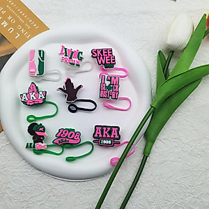 9 PCS Pink Straw Cover Silicone Pink Straw Covers Cap for Tumblers Reusable Straws Cute Straw Tips Cover