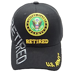 First Military Choice Army Emblem Retired Shadow on Side Baseball Cap, Black